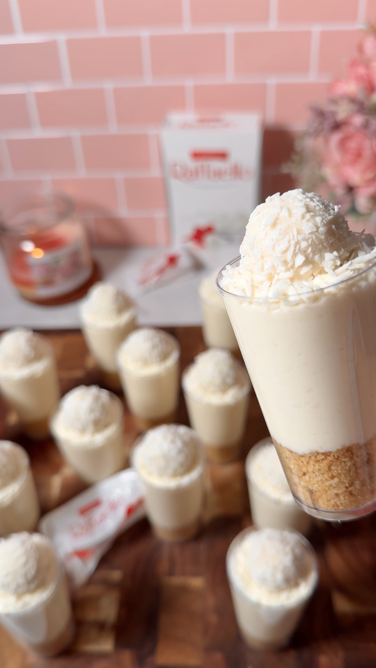 Raffaello Cheesecake Cups - Sab's Bakes