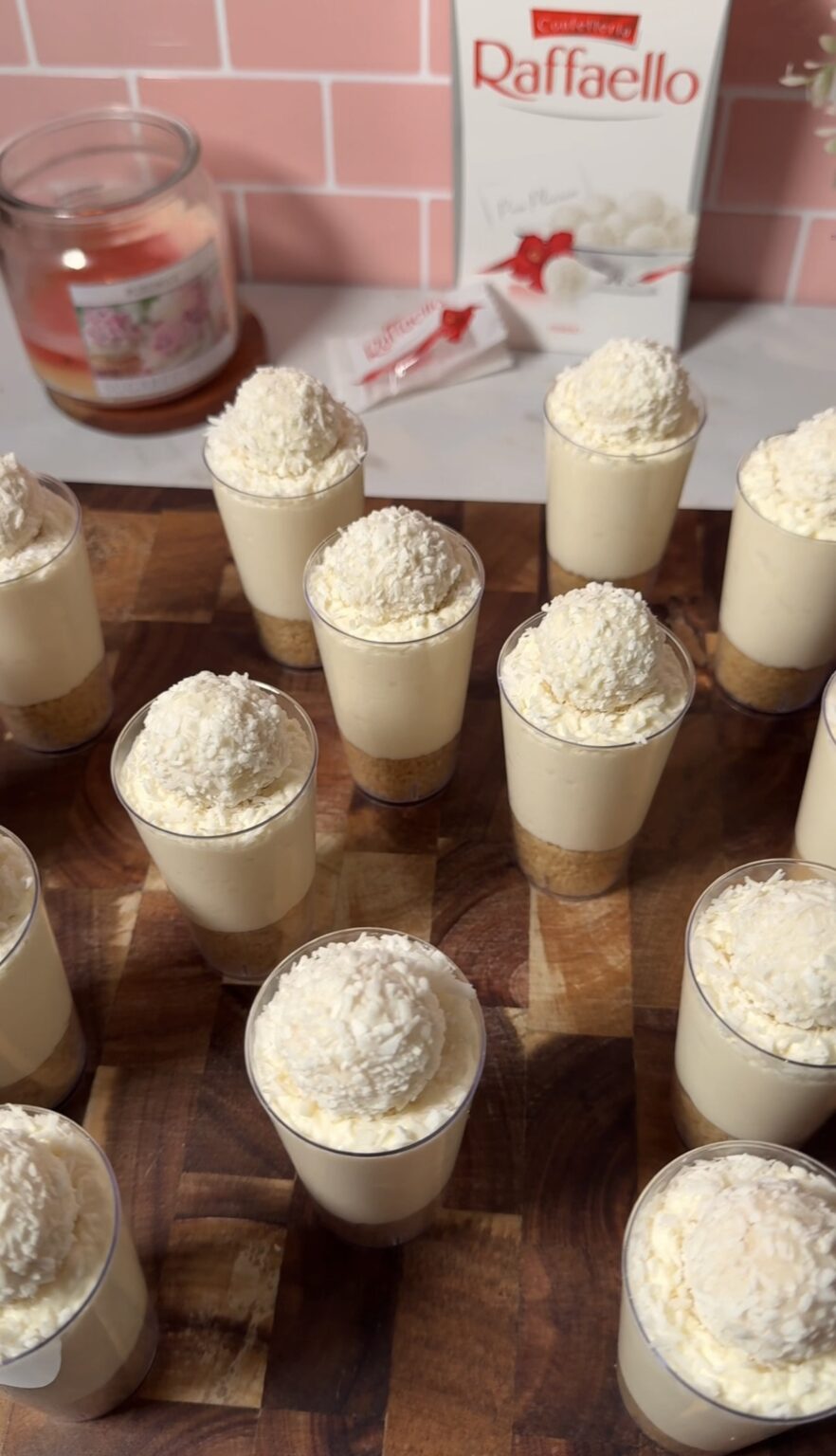 Raffaello Cheesecake Cups - Sab's Bakes
